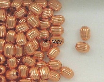 Real Copper Barrel Corrugated Beads 4.7mm x 6.5mm 100 PC.