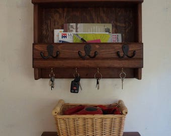 24 Handcrafted Wooden Rustic wall mount Mail & Key Organizer