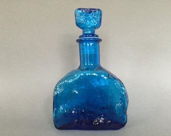 Blue glass decanter | Etsy