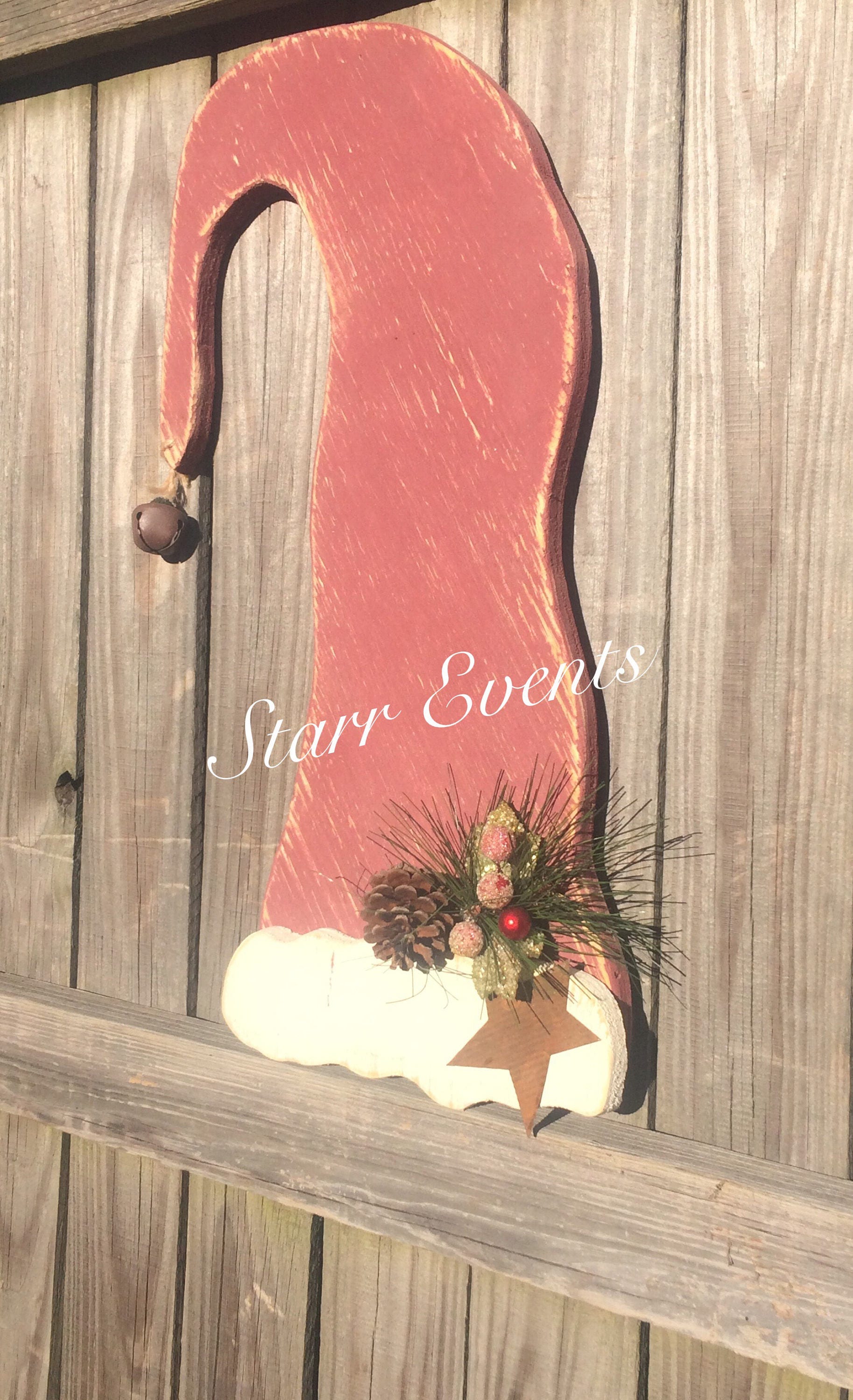 Rustic Santa hat. Christmas decorations. Christmas decor.