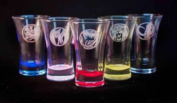 Power Rangers Shot Glasses Coloured