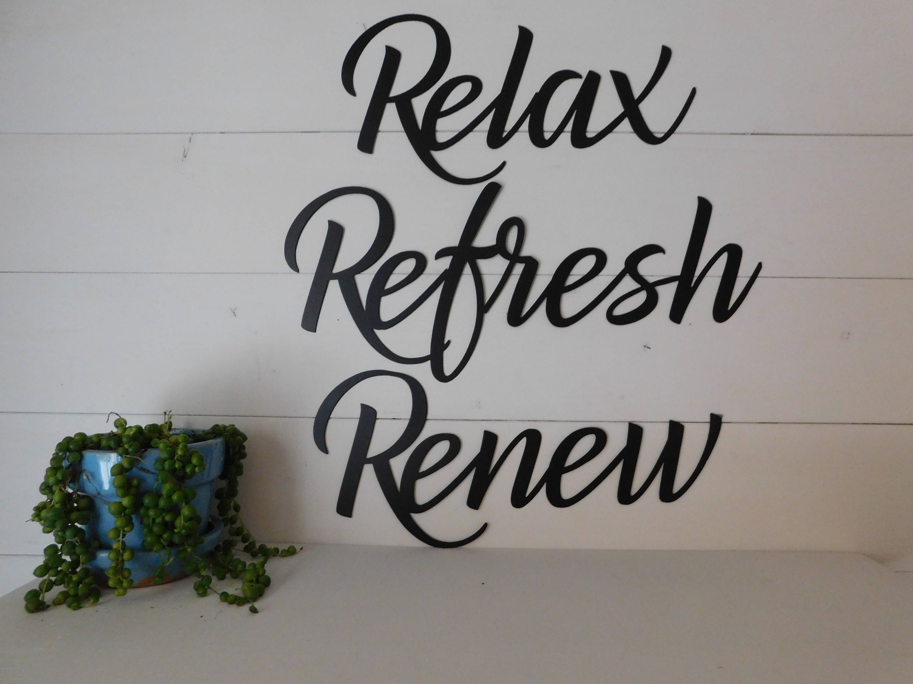 Relax Refresh Renew Set of 3 metal signs Metal Wall Art