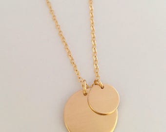 Gold disc necklace | Etsy