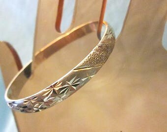 Silver etched bangle | Etsy