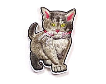 Large Embroidered Cat Skeleton Iron On Patch Cat Patch Cat