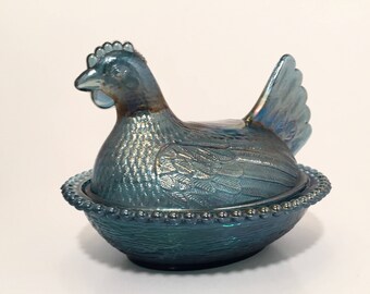 Glass hen on nest | Etsy