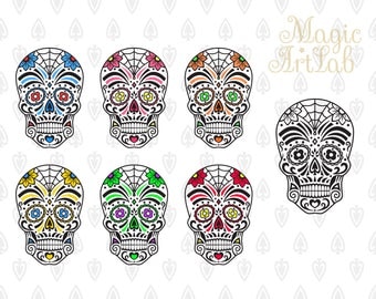 Sugar skull clipart | Etsy