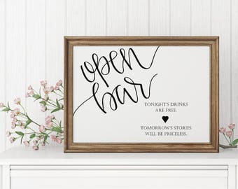 Open bar quote sign | Etsy