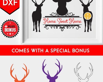 Deer split monogram | Etsy