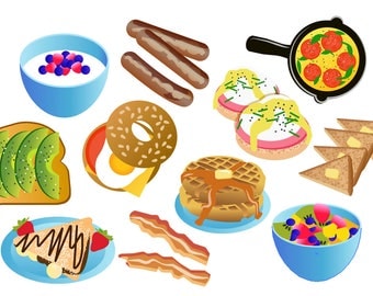 Breakfast clip art | Etsy
