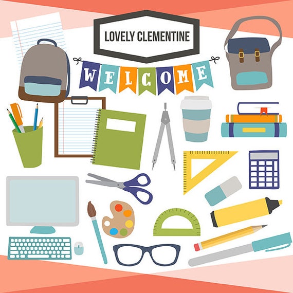 School supplies, back to school clip art, office clip art, school ...