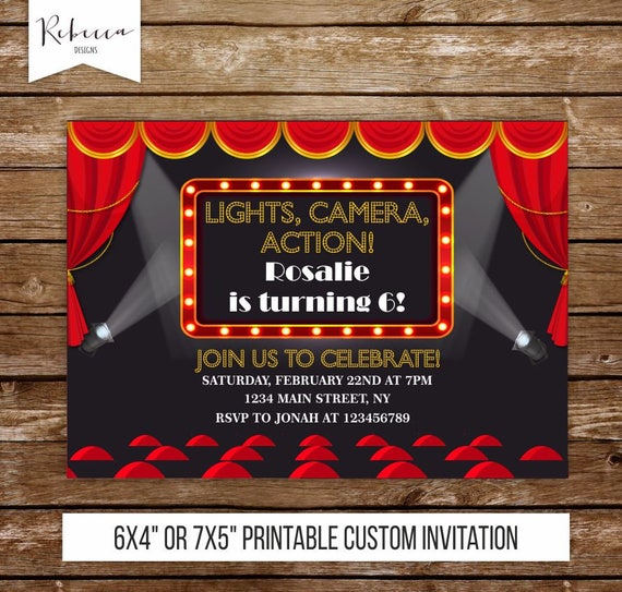 Movie night invitation movie birthday invitation cinema invitation ...