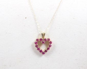 Ruby heart necklace | Etsy