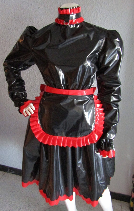 PVC Sissy Lockable Maids Dress Apron & Bow