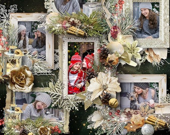 Digital Scrapbook Quick Page Vintage Christmas Shabby