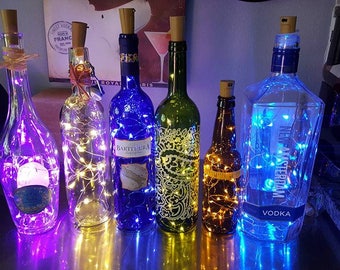 Lighted wine bottle | Etsy