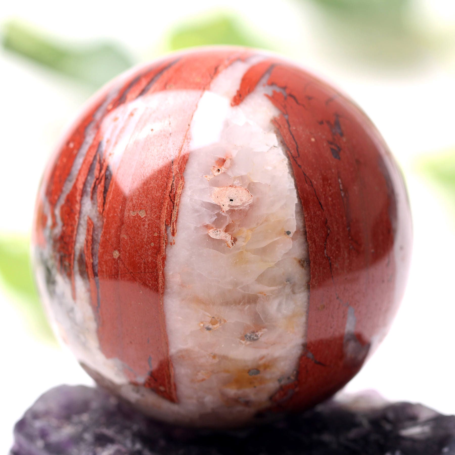 Red Jasper crystal sphere 415g Natural geode Red Jasper