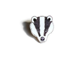 Badger Tie Pin Lapel pin animal Brooch pin badge small