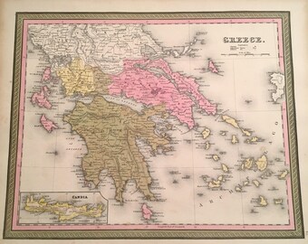 Vintage greece map | Etsy
