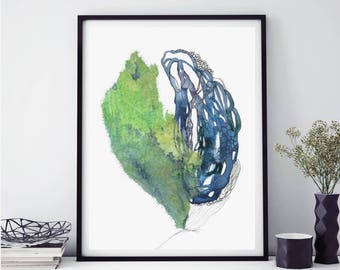 Green abstract art | Etsy