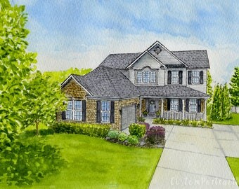 Custom house drawing | Etsy