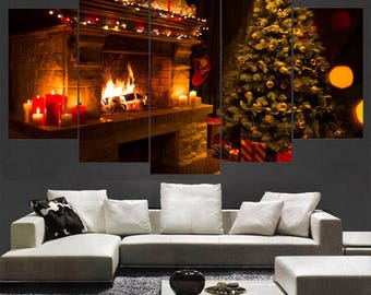 Christmas canvas art | Etsy