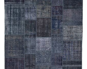 Gray patchwork rug | Etsy