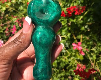 Green glass pipe | Etsy