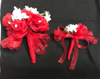 Red corsage | Etsy