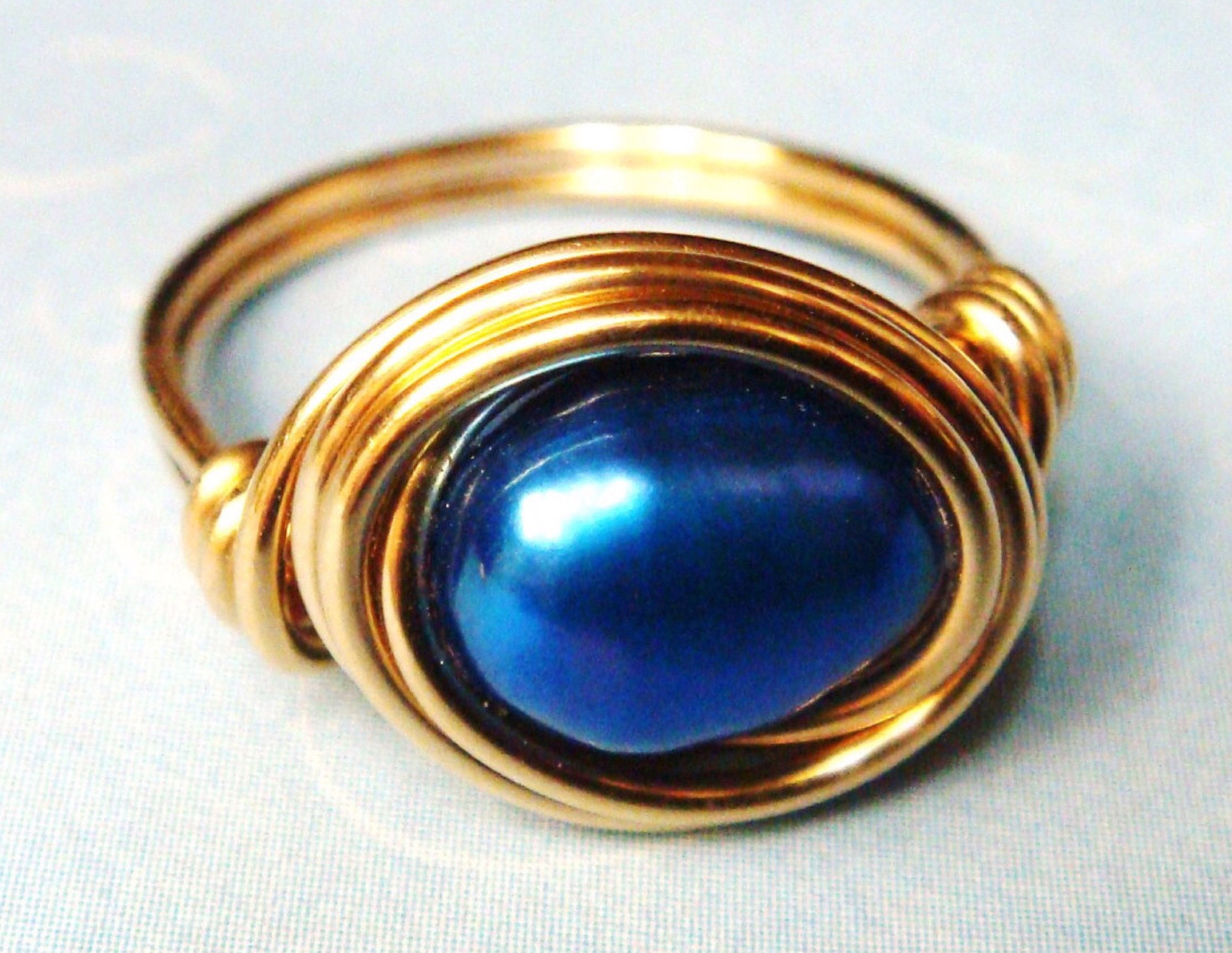 Cobalt Blue Pearl Ring Pearl Ring Cobalt Blue Freshwater