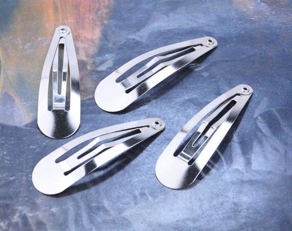 100 hair clips silver metal clips Silver Snap Clips snap
