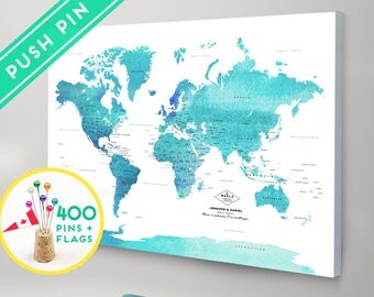 Push pin world map | Etsy