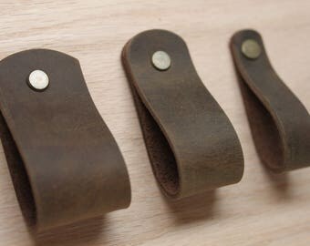 Leather drawer pulls | Etsy