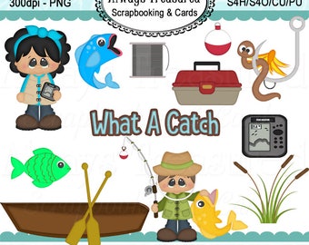 Fishing clip art | Etsy