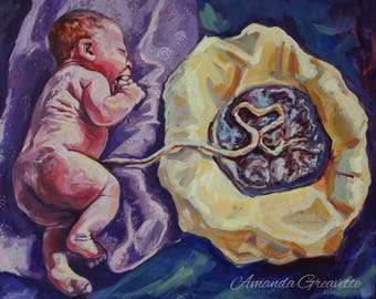 Placenta Tree of Life Birth Art Glass Necklace Pendant Midwife