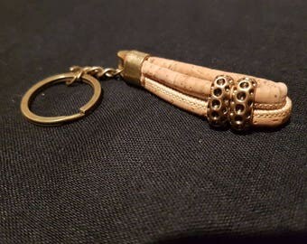 Wine cork keychain beaded cork keychain cork keyring