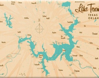 Lake texoma map | Etsy