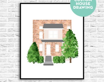 Custom house drawing | Etsy
