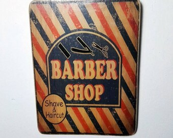 Primitive Lg Wood Barber SHop Barbershop Sign Hand Painted