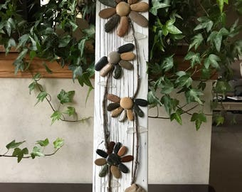 Pebble art flowers | Etsy