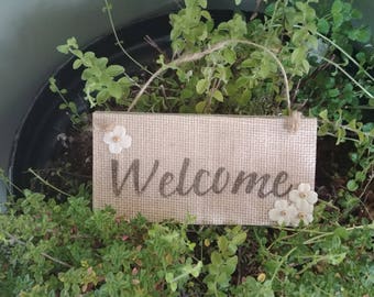 Burlap welcome sign | Etsy
