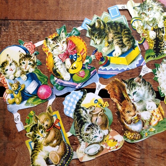 German Scraps Cats Kittens Die Cuts Cut Outs