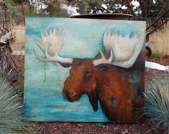 Moose painting | Etsy