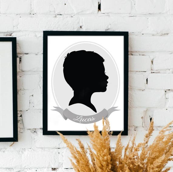 Custom Silhouette Portrait Illustration of Child Family