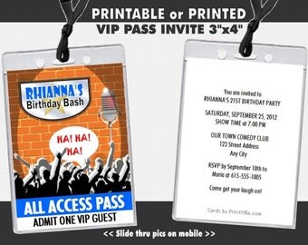 Red Carpet Paparazzi VIP Pass Birthday Party Invitations