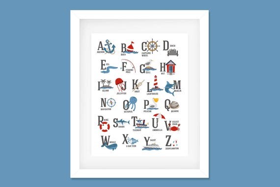 Nautical Alphabet Poster Nursery Print Nautical theme