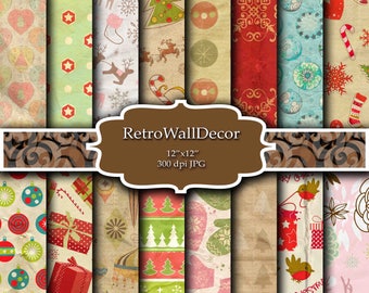 Christmas Digital Paper & Clipart Holiday Paper Repeating