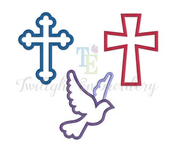 Set of 3 Cross Embroidery Designs Cross Applique Designs