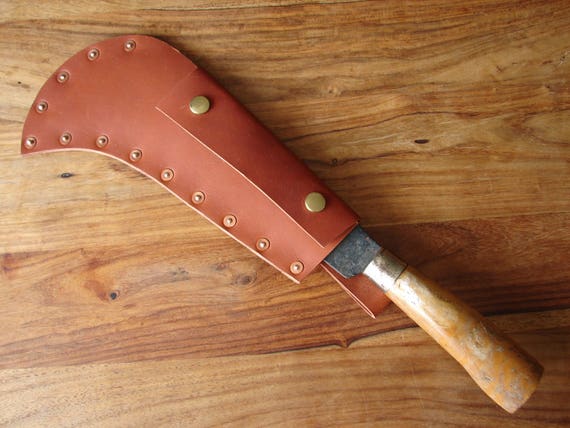 Leather billhook sheath custom made to size