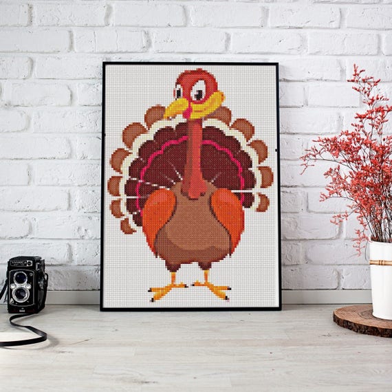 THANKSGIVING Turkey Cross Stitch Pattern PDF Cute Nursery